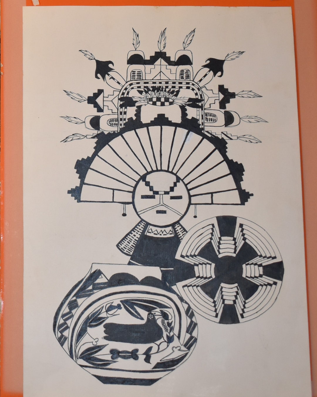 Nine Pen and Ink Drawings From Navajo Art Students From the Mid ...