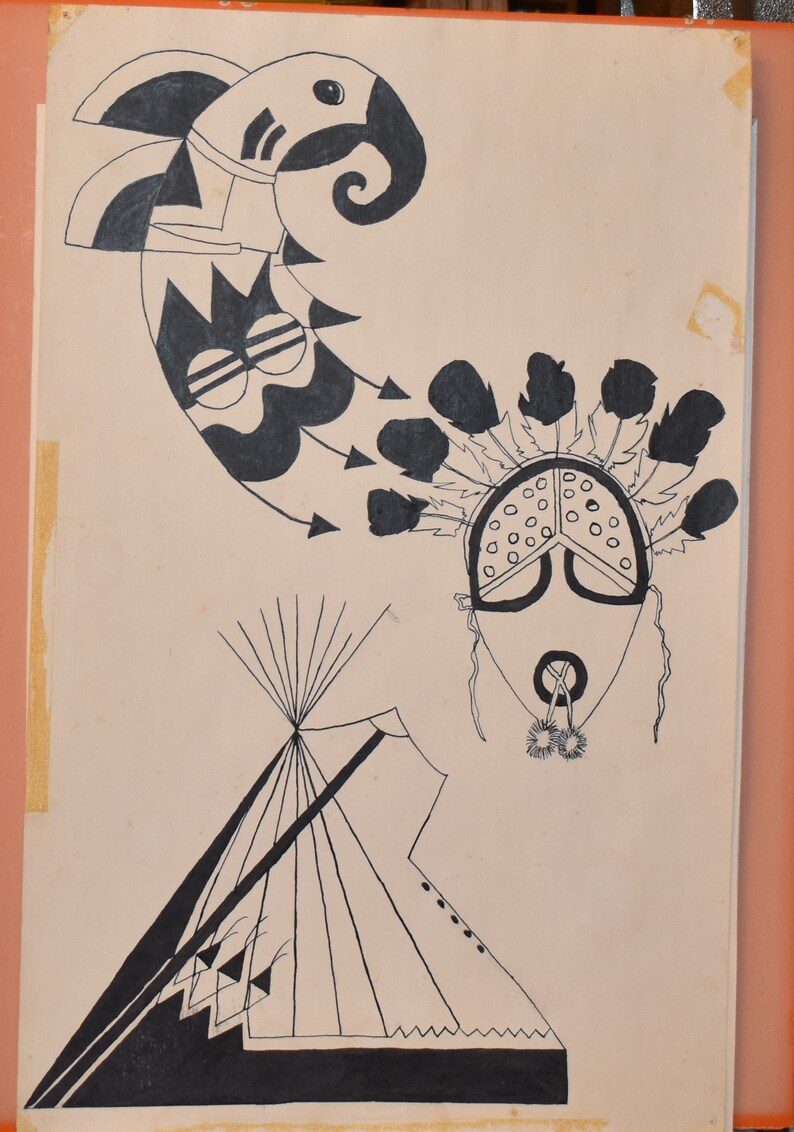 Nine Pen and Ink Drawings From Navajo Art Students From the Mid ...