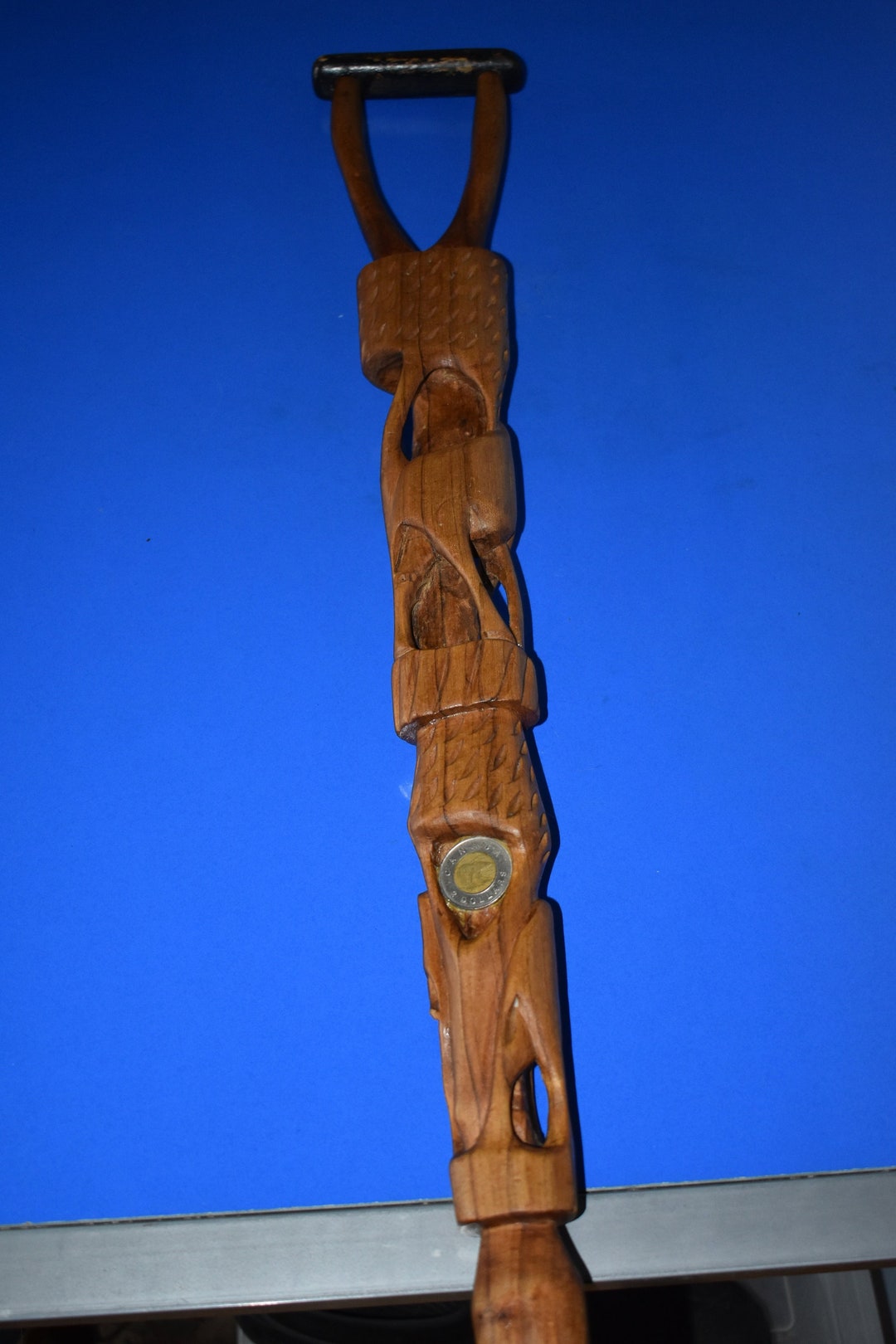 Hand Carved Walking Stick/cane Made From One Piece of Hardwood by ...