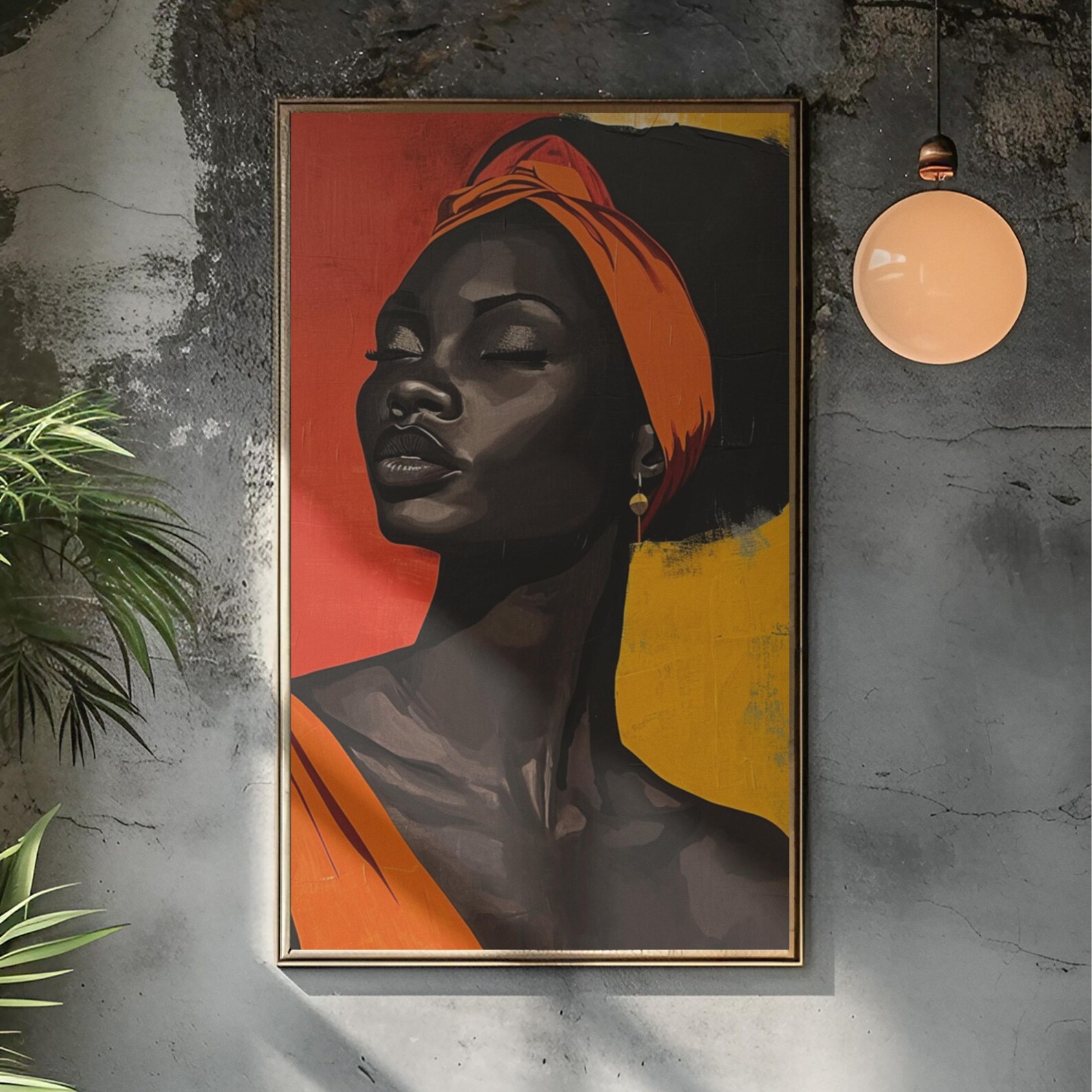 Bold Serenity, Afrocentric Art, Bold Black Woman Portrait, Vibrant Red ...