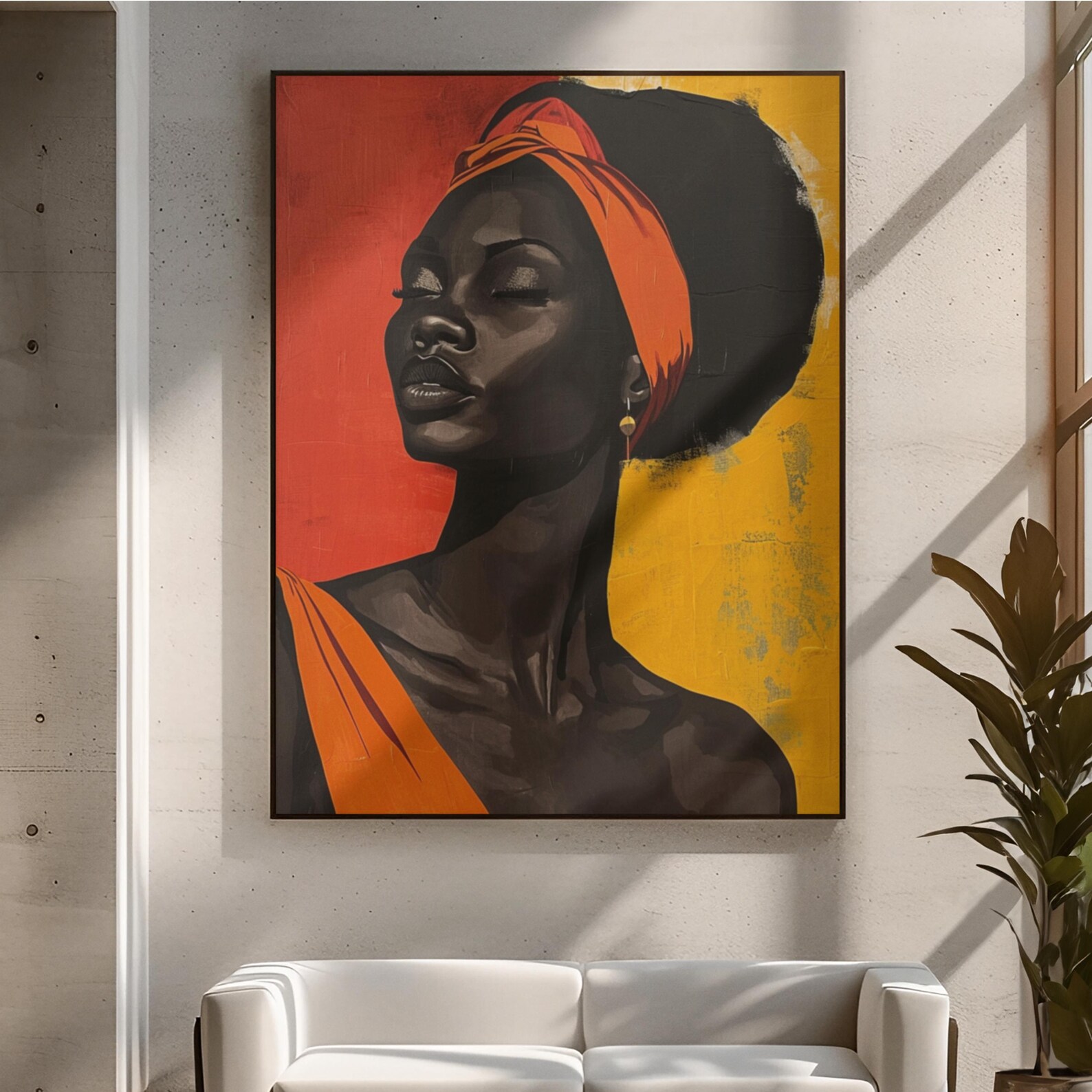 Bold Serenity, Afrocentric Art, Bold Black Woman Portrait, Vibrant Red ...