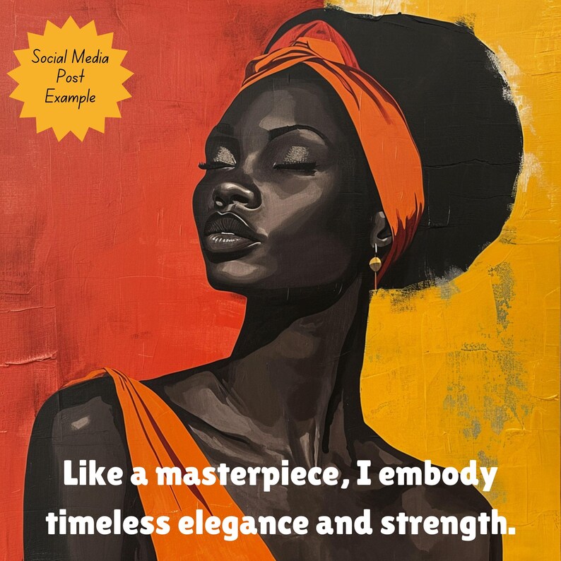 Bold Serenity, Afrocentric Art, Bold Black Woman Portrait, Vibrant Red ...