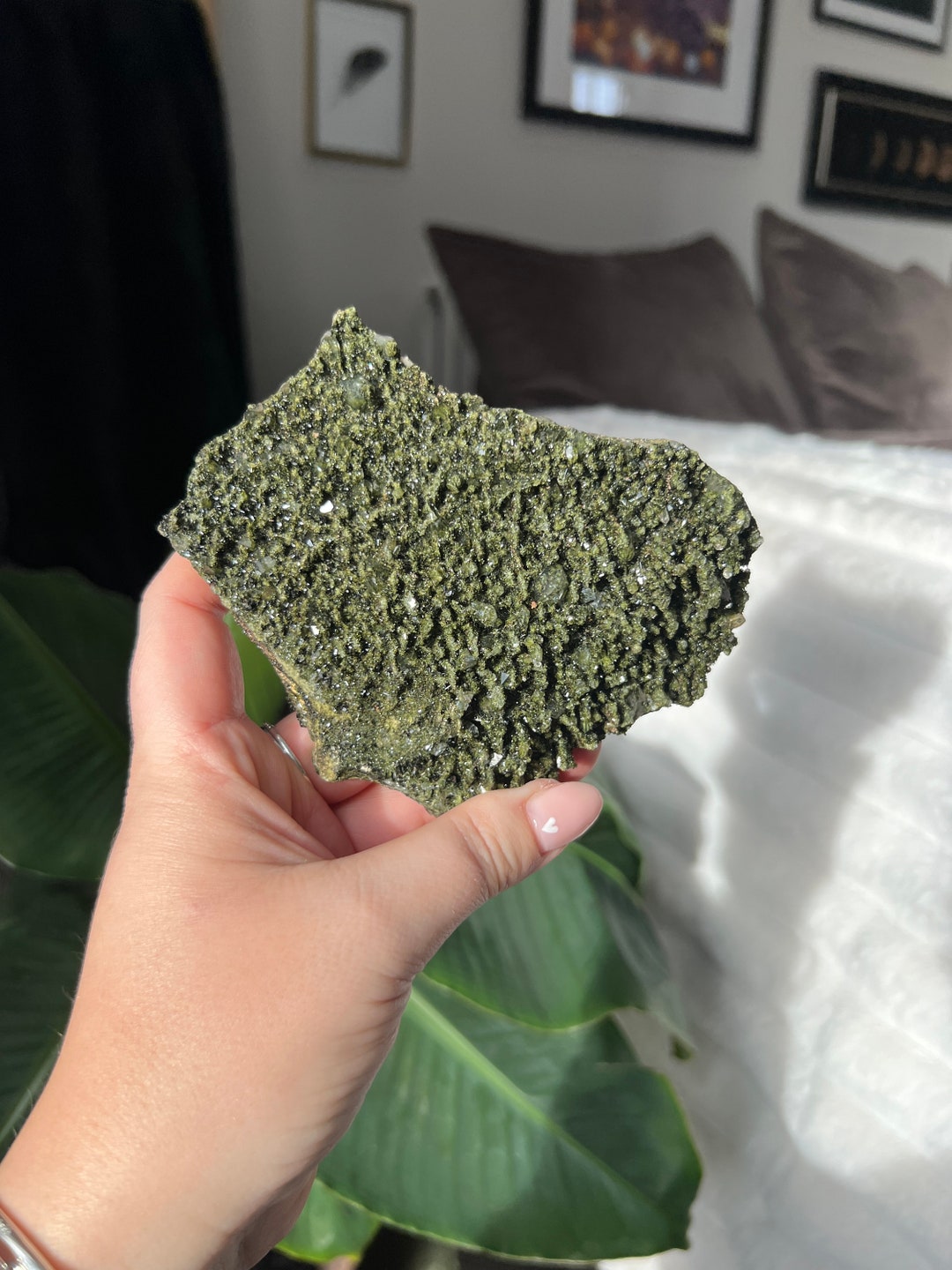 Forest Epidote With Quartz | Raw Specimen | Quartz Crystal | High ...