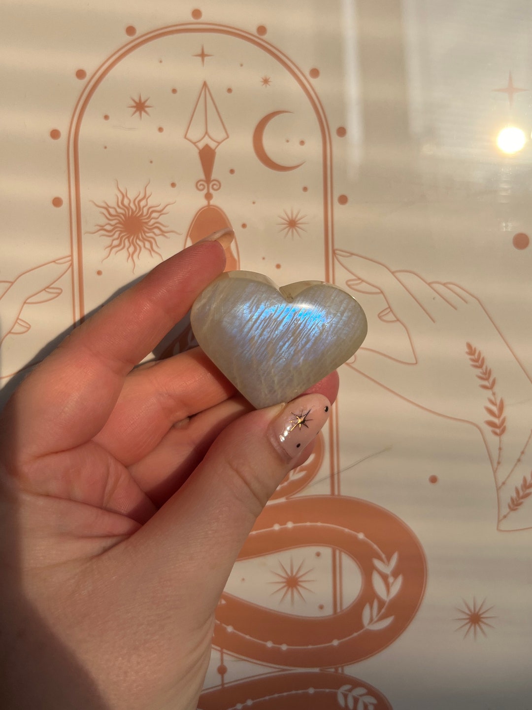 Flashy Blue Moonstone Heart Crystal Heart Crystal Healing Flashy ...