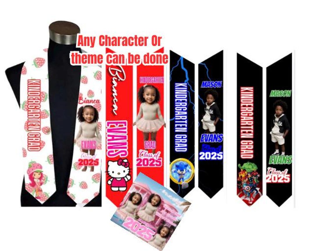 Custom Pre-k/ Kindergarten Graduation Stole and Black Cap Set - Etsy