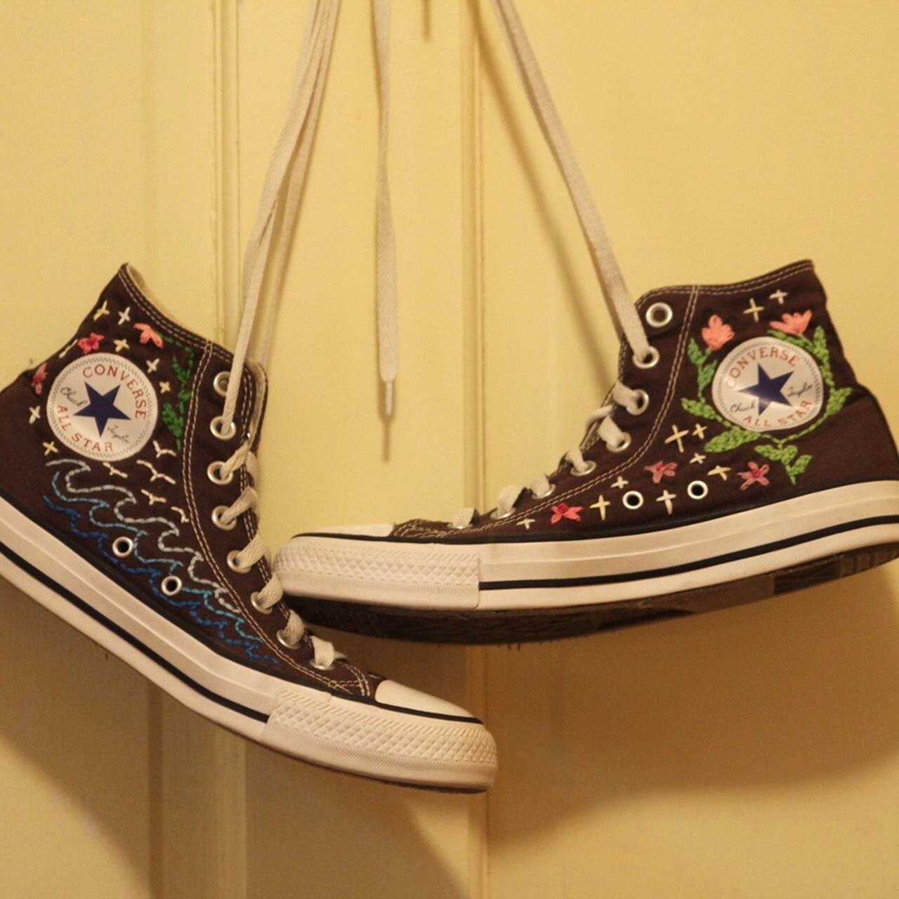 Custom Embroidered Converse - Nature Cottagecore Handmade Spooky ...