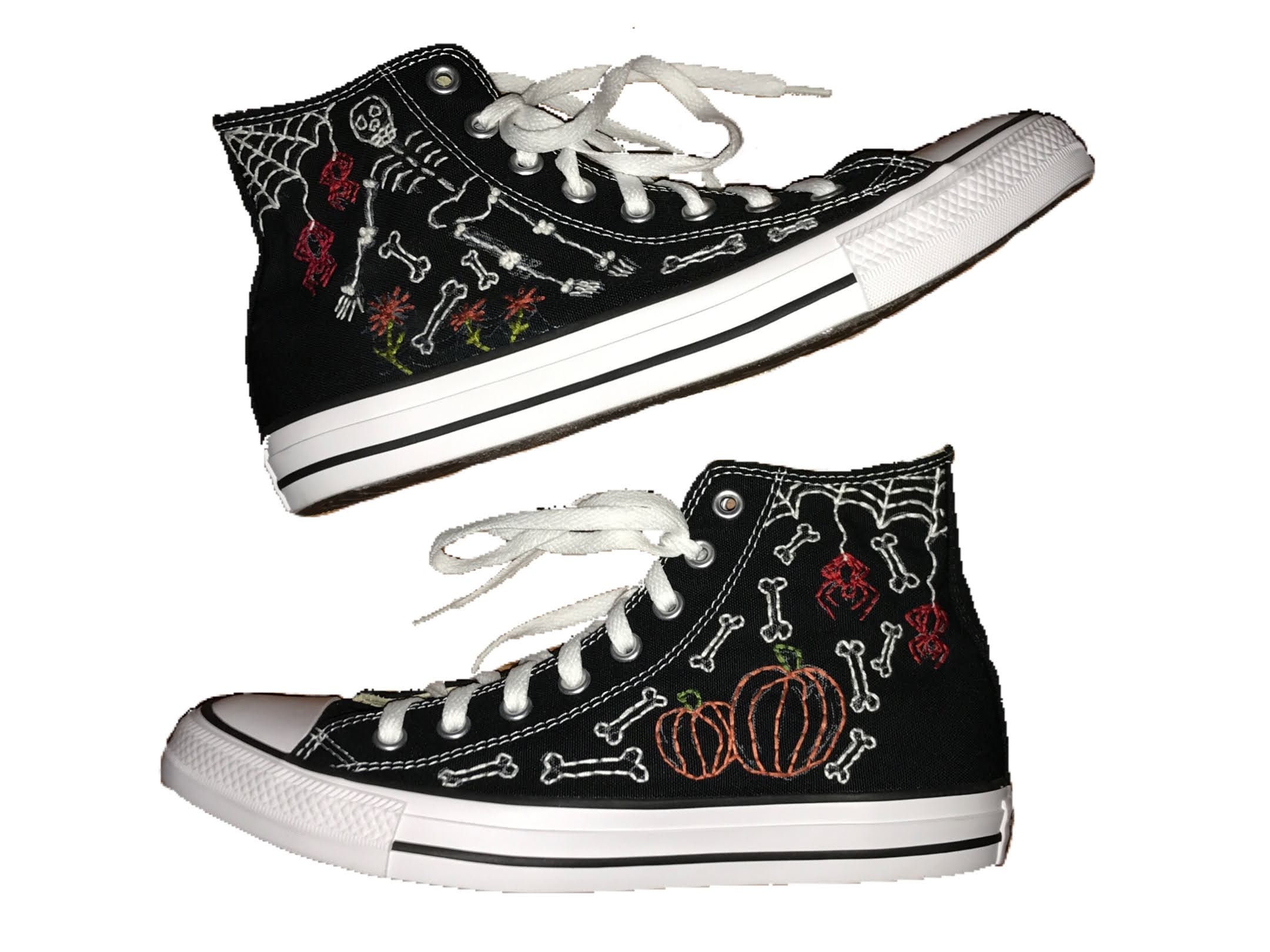 Custom Embroidered Converse - Nature Cottagecore Handmade Spooky ...
