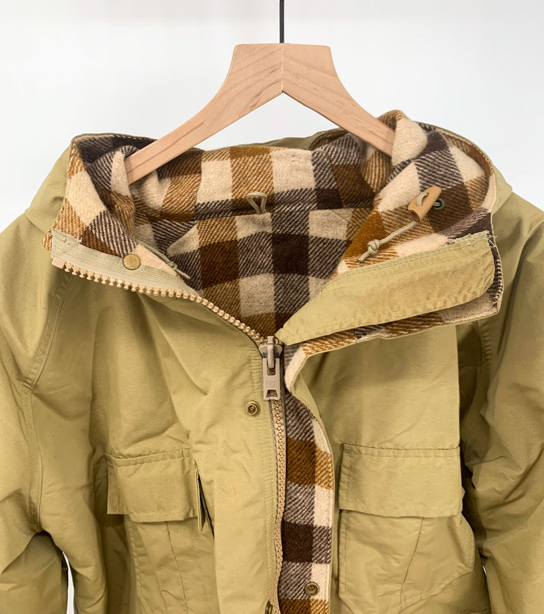 Vintage Woolrich Rain Jacket Beige With Brown Plaid Wool - Etsy