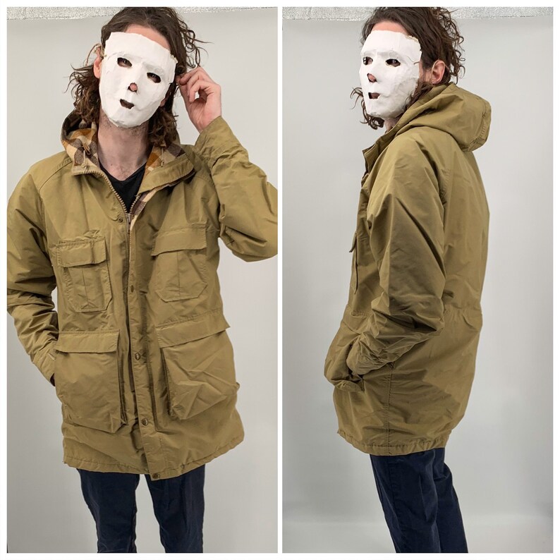 Vintage Woolrich Rain Jacket Beige With Brown Plaid Wool - Etsy