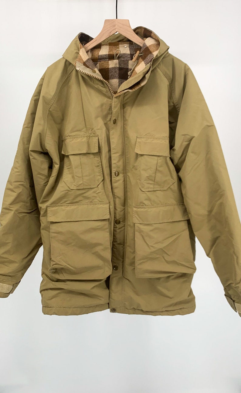 Vintage Woolrich Rain Jacket Beige With Brown Plaid Wool - Etsy