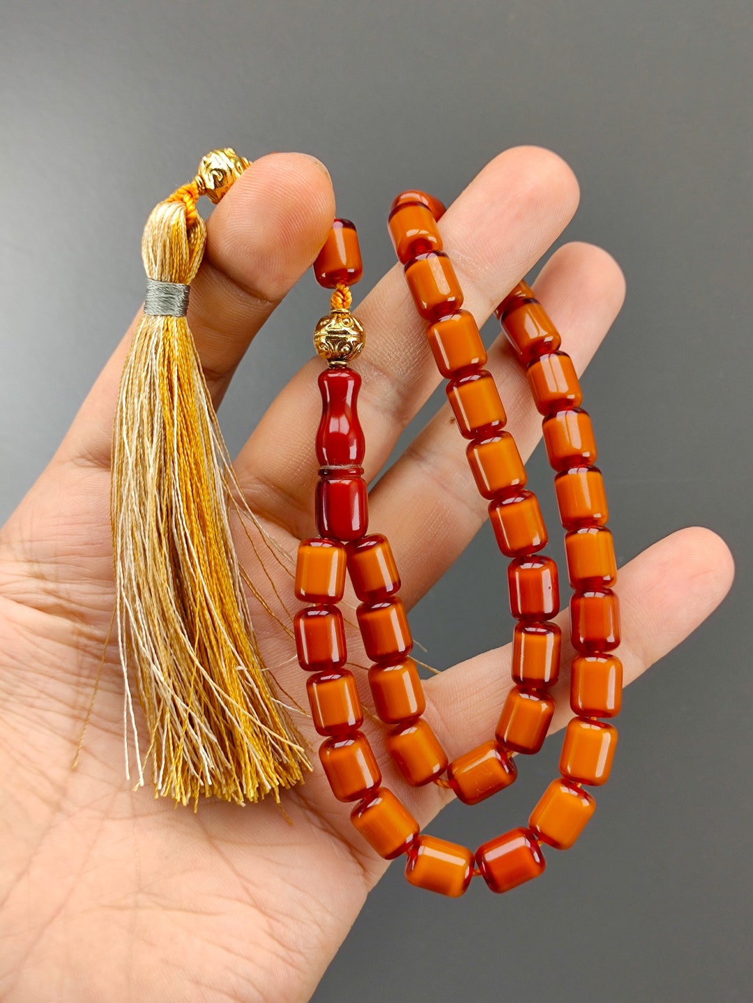 Faturan Amber Rosary, Bakelite Rosary, Muslim Rosary, Misbaha, Islamic ...