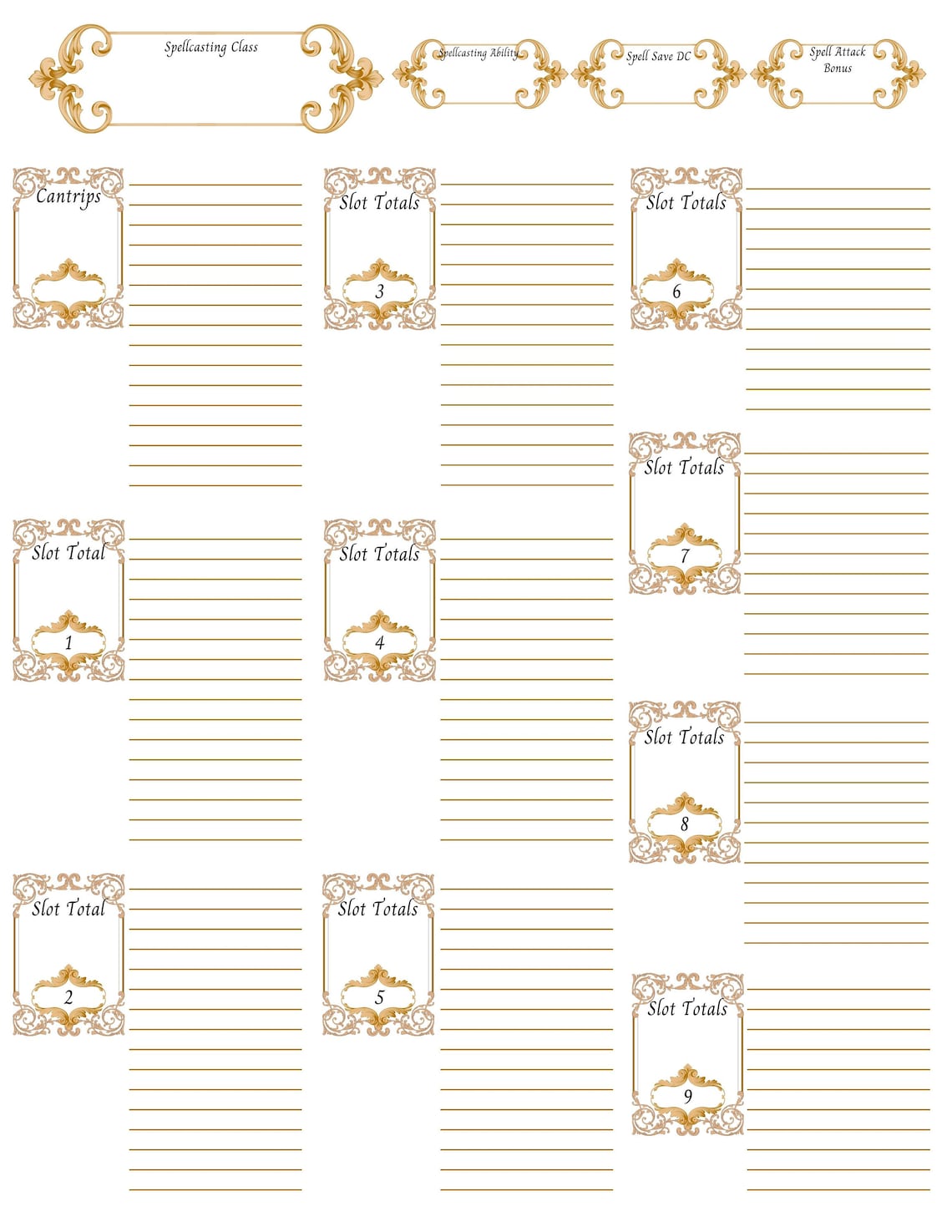 Role Playing Game Character Sheet - Etsy