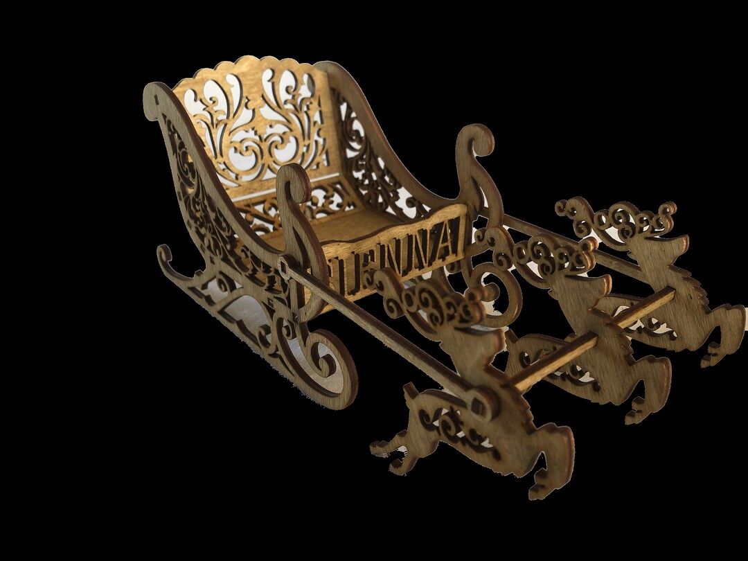 Santa's Sleigh, Handmade in Real Wood, Oak Effect - Etsy