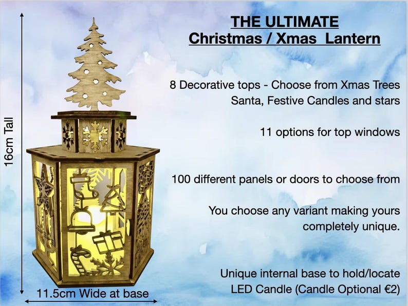 Christmas Lanterns, Handmade in Real Wood, Oak Effect. 100 Different ...