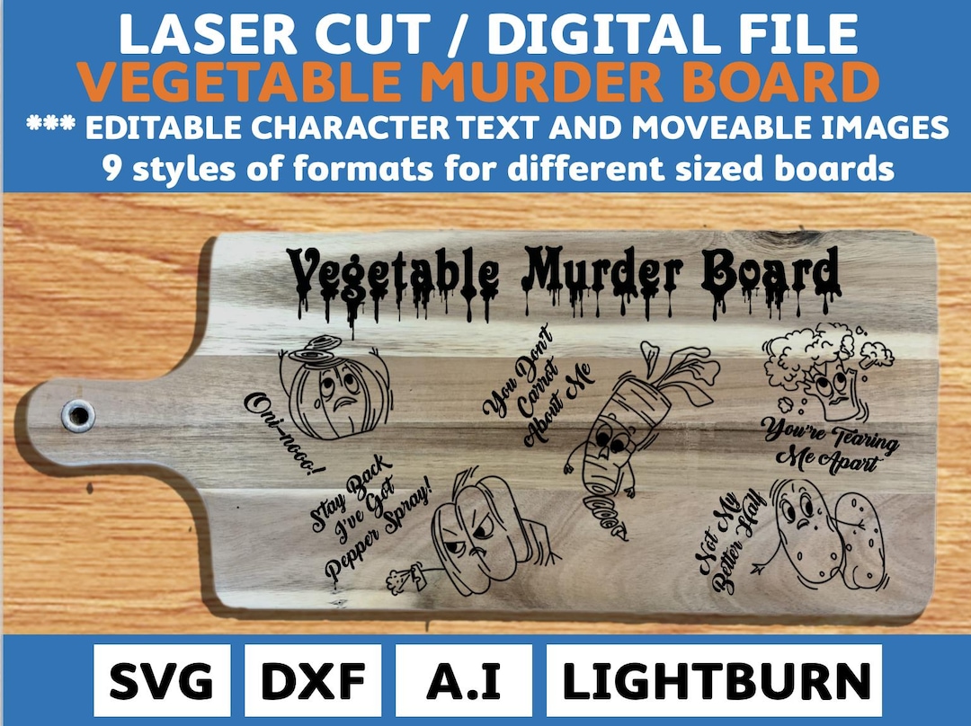 Vegetable Murder Board 6A- DIGITAL FILE Version (svg, Dxf, Jpeg, Png, A ...