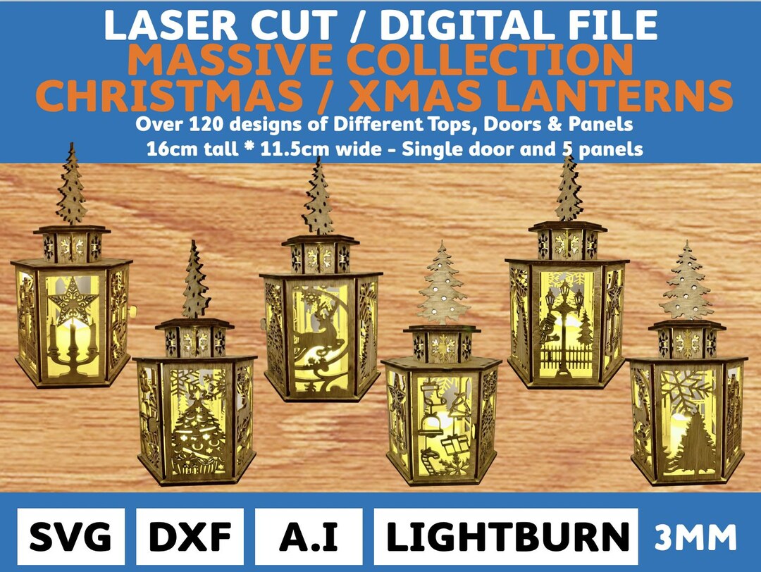 Laser Cut Digital File CHRISTMAS Lantern / XMAS Lantern / NOEL Lantern ...