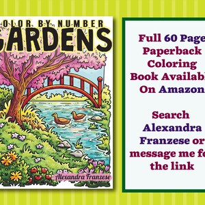 Color by Number Garden Coloring Pages, Digital Download Adult Coloring ...