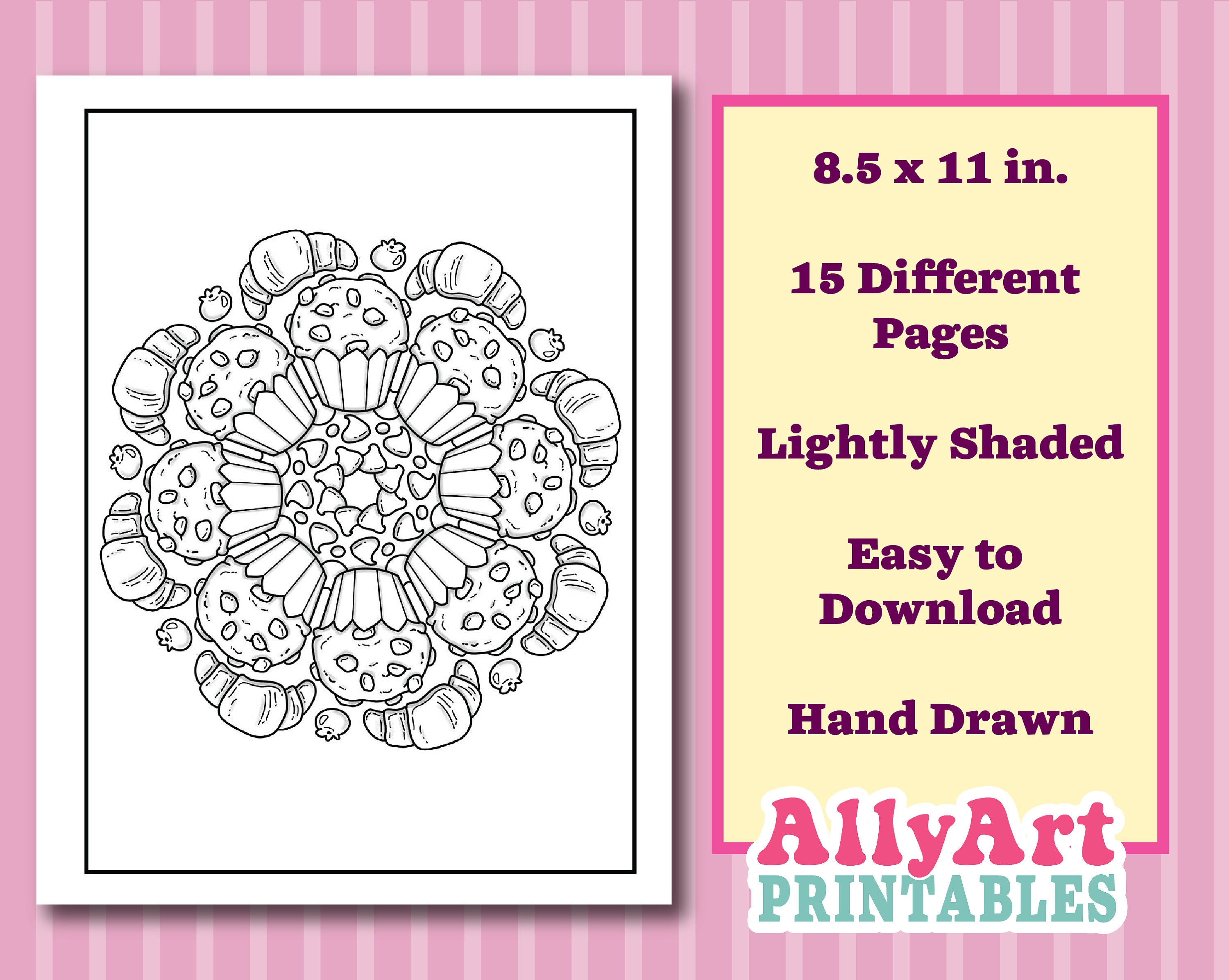 Dessert Mandalas Coloring Pages Coloring Page Digital - Etsy