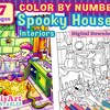Color by Number Spooky Houses Digital Halloween Coloring Pages Spooky ...