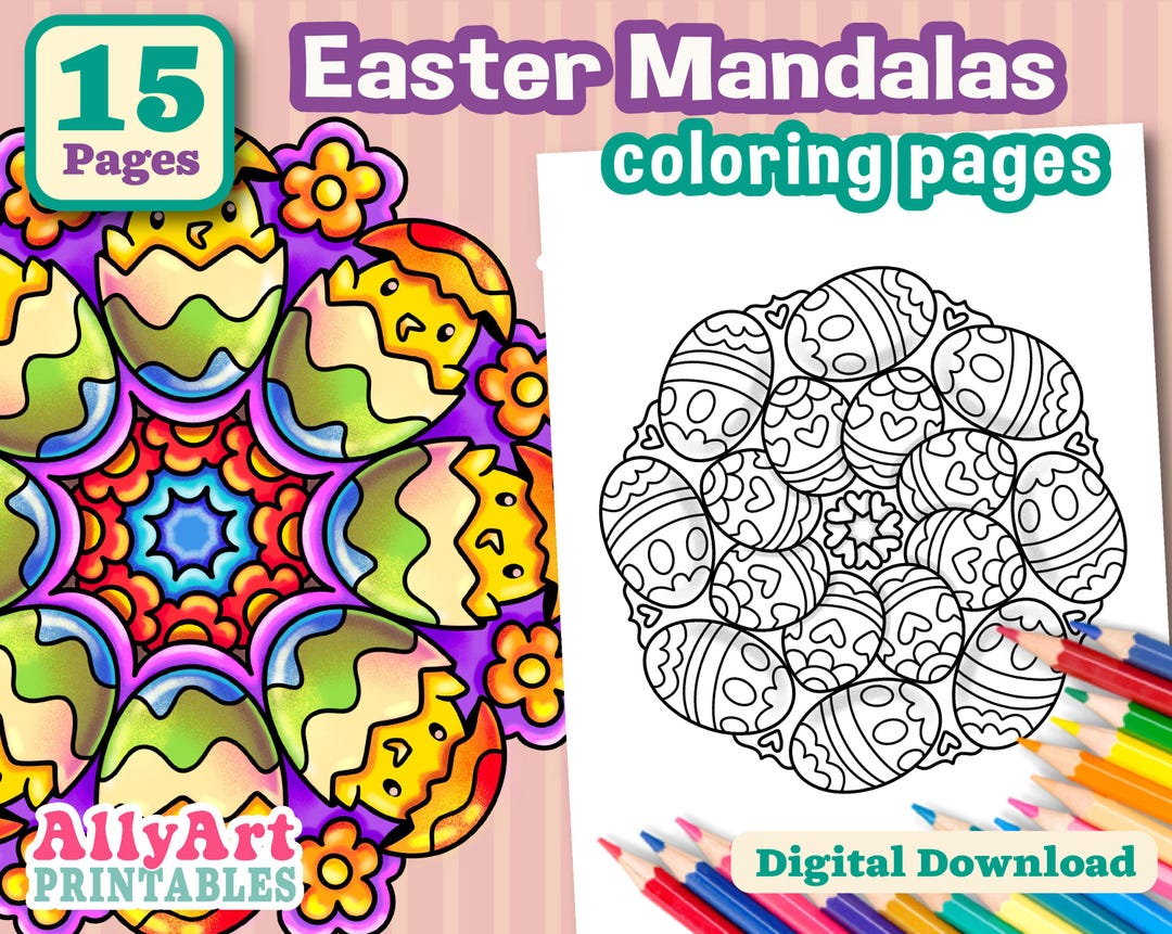 Easter Mandalas Coloring Pages - Digital Download - Printable Artwork ...