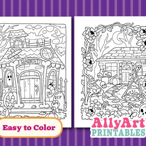 Color by Number Spooky Houses - Digital Halloween Coloring Pages ...