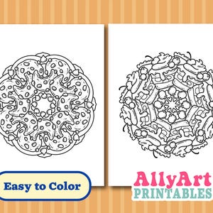 Dessert Mandalas Coloring Pages, Coloring Page Digital Download, Baking ...