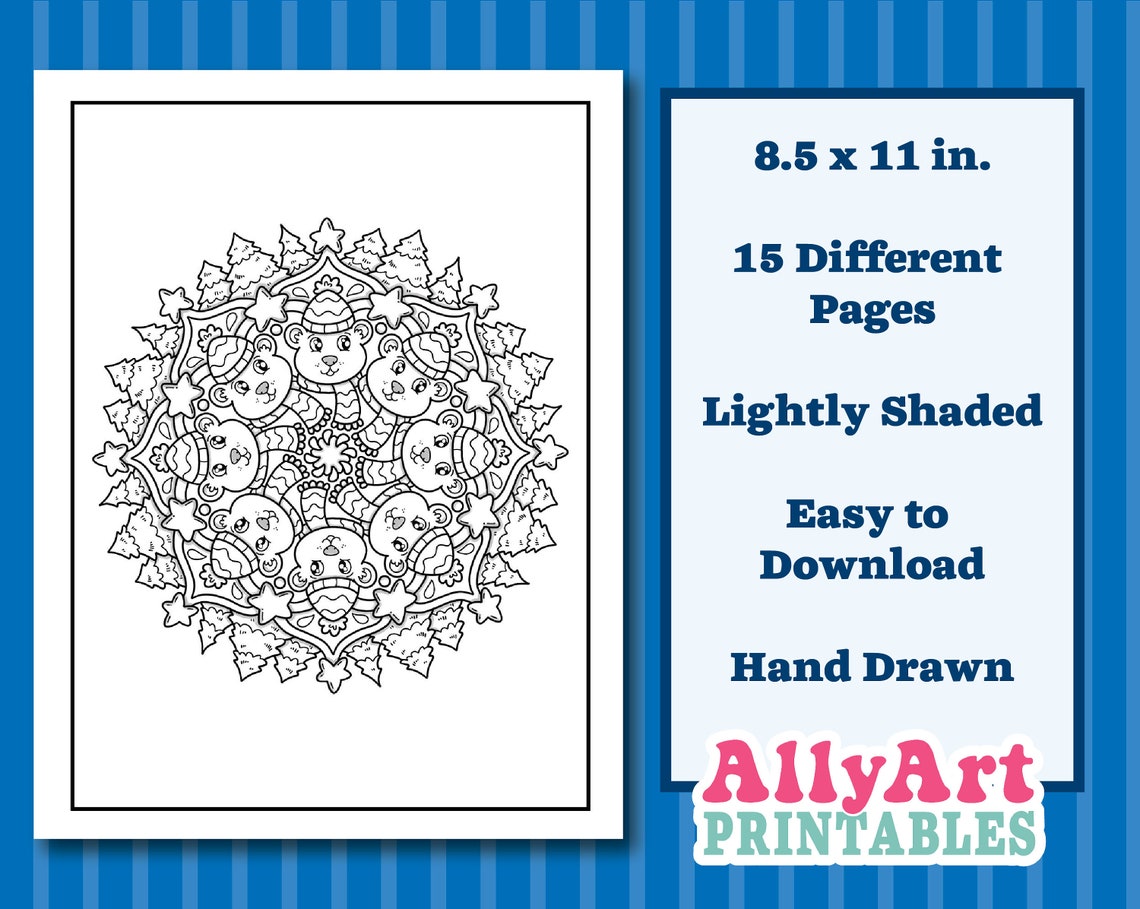 Winter Mandala Coloring Pages Coloring Page Download Kids - Etsy