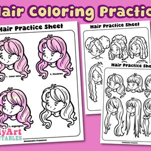Hair Coloring Practice Sheets - Practice How to Color Hair - Printable ...