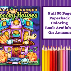 Color by Number Spooky Houses Interiors - Halloween Coloring Pages ...