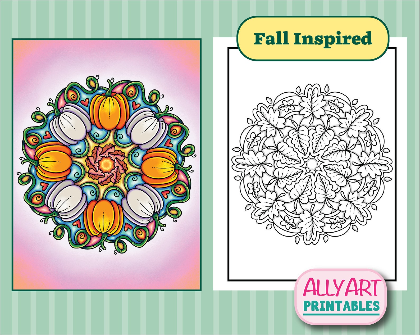 Fall Mandalas Coloring Pages Fall Coloring Printable Digital - Etsy