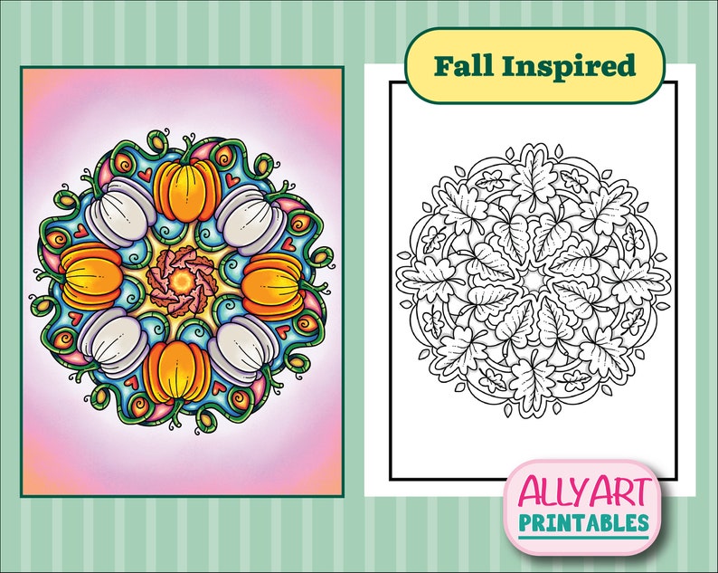 Fall Mandalas Coloring Pages Fall Coloring Printable Digital - Etsy