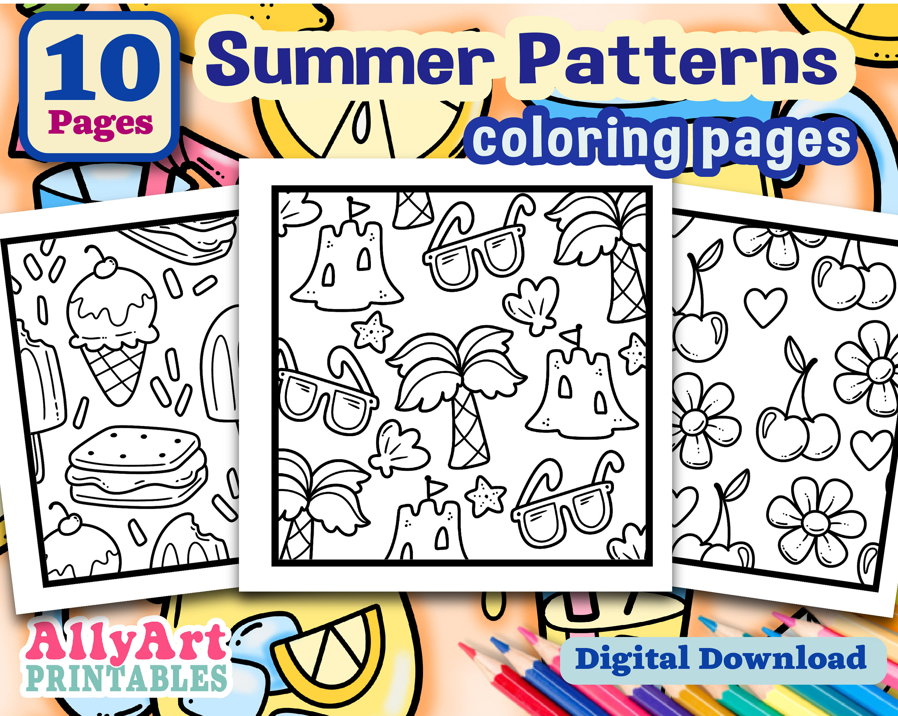 Summer Patterns Coloring Pages Easy Patterns to Color Printable ...