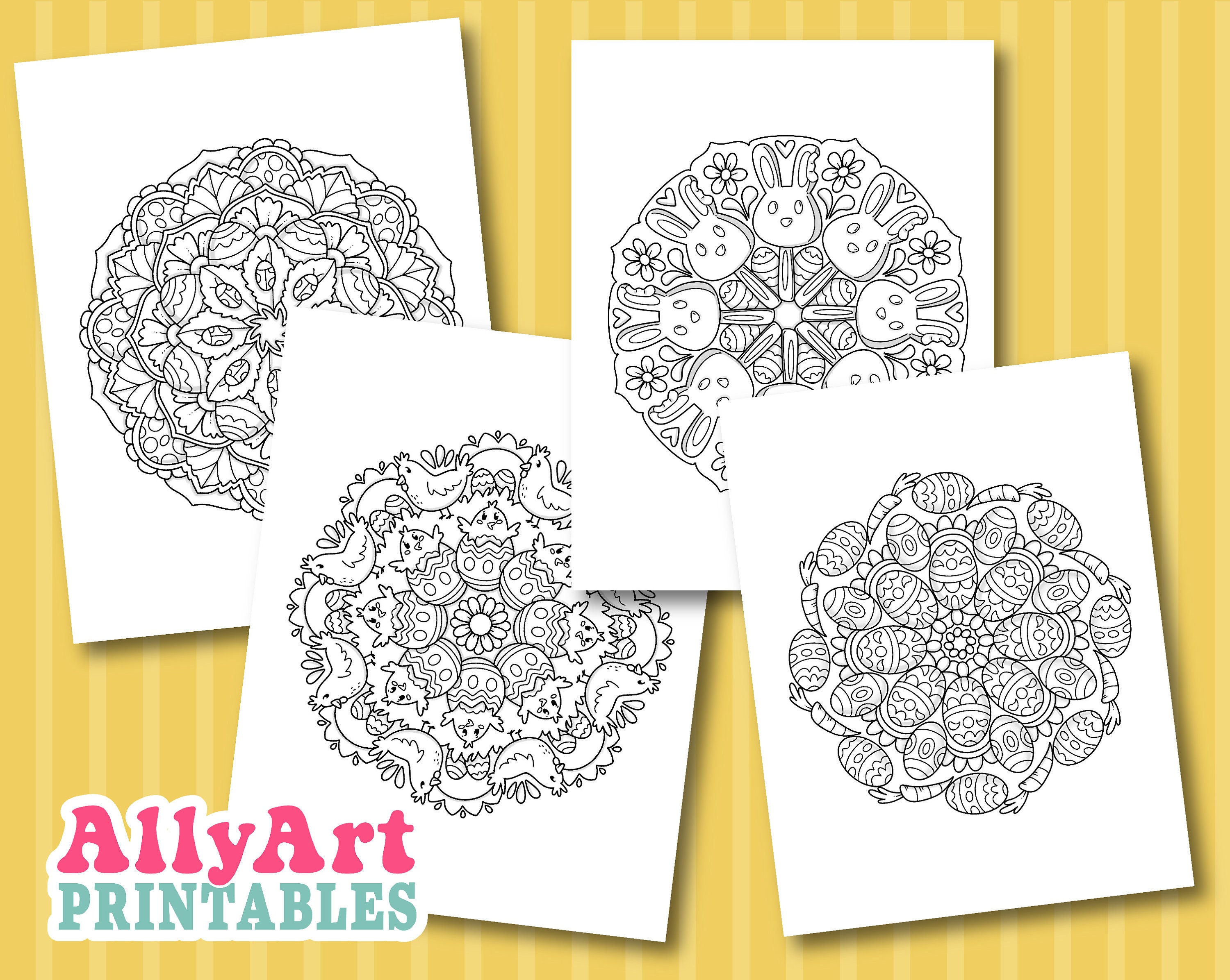 Easter Mandalas Coloring Pages Digital Download Printable Artwork - Etsy
