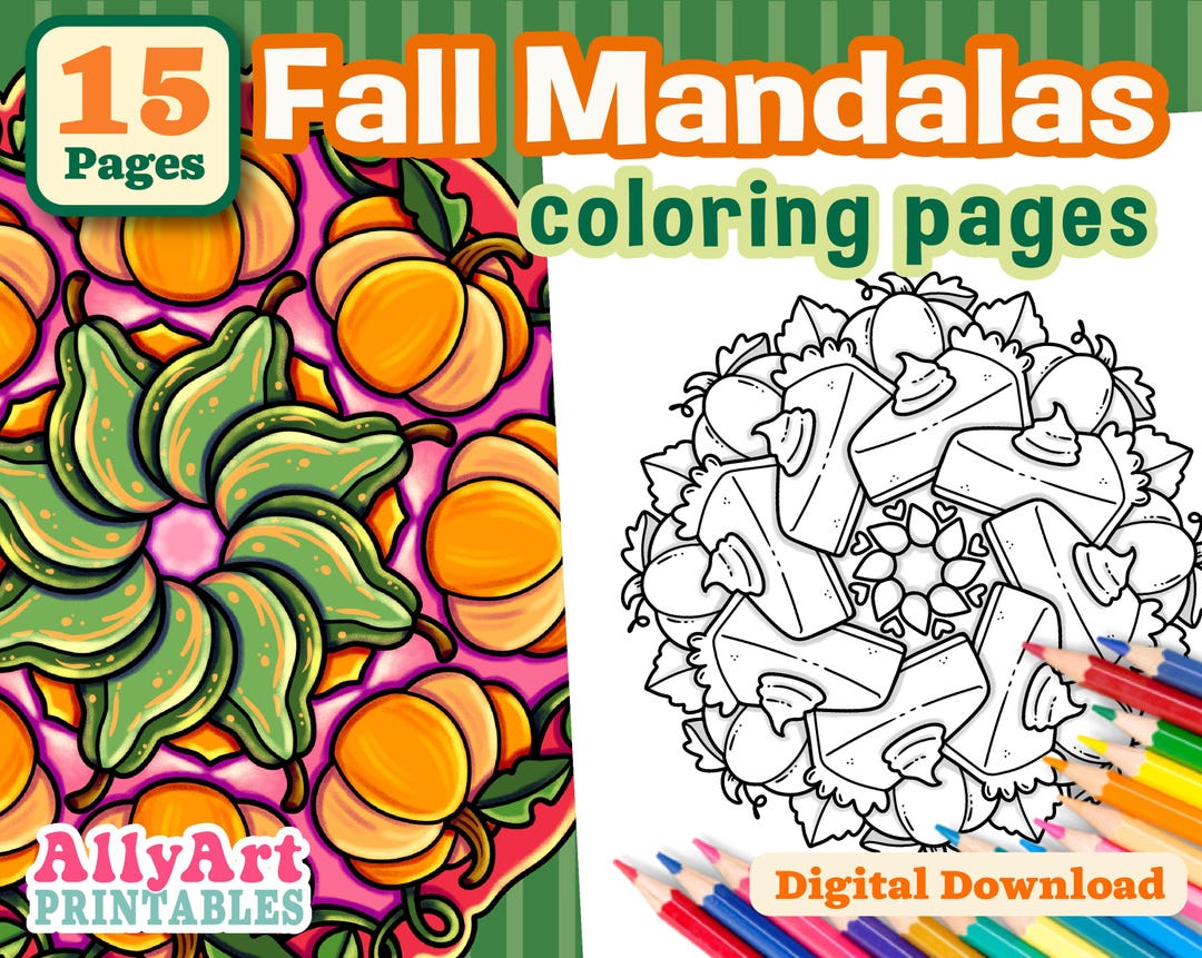 Fall Mandalas Coloring Pages- Fall Coloring Printable - Digital Fall ...