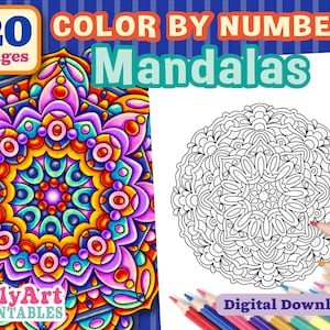Color by Number Mandalas - Mandala Pattern Pages to Color - Digital ...