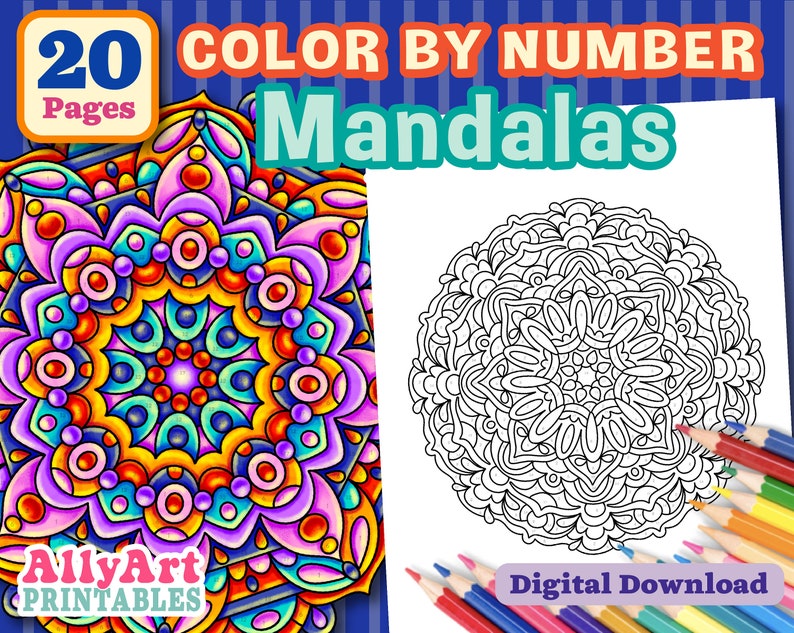 Color by Number Mandalas Mandala Pattern Pages to Color Digital ...