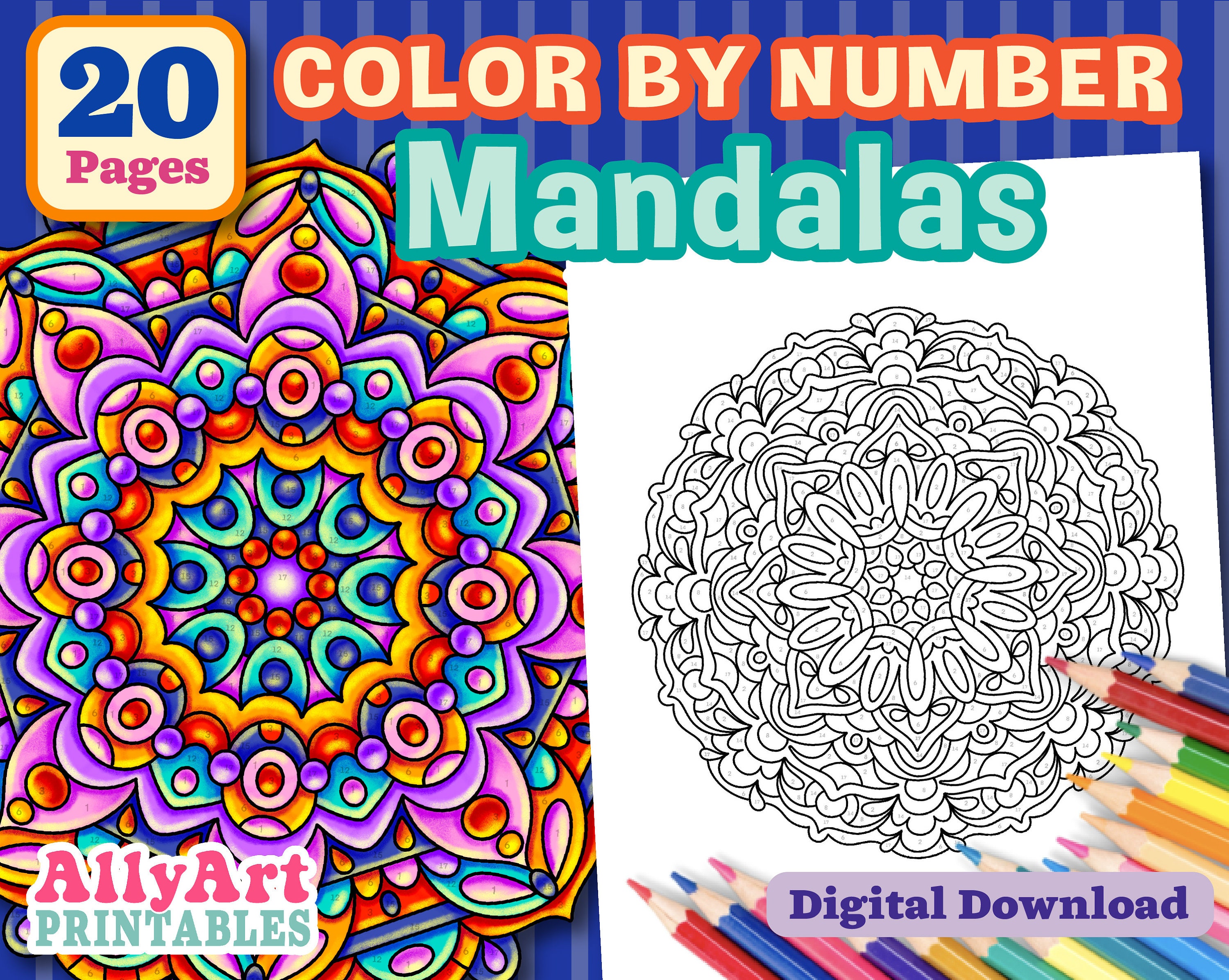 Color by Number Mandalas Mandala Pattern Pages to Color Digital Download Coloring Pages Relaxing and Stress Relief Activities Etsy