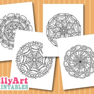 Dessert Mandalas Coloring Pages, Coloring Page Digital Download, Baking ...