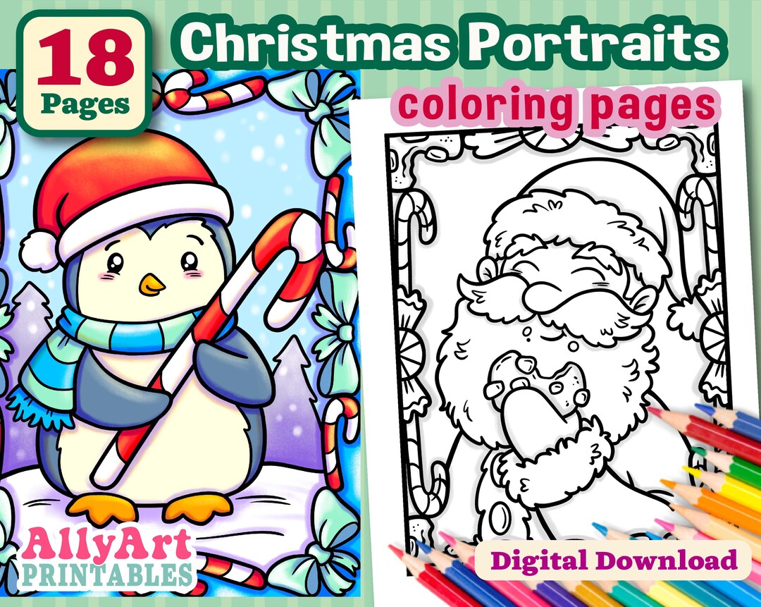 Christmas Portraits Character Coloring Pages - Digital Download Pages ...