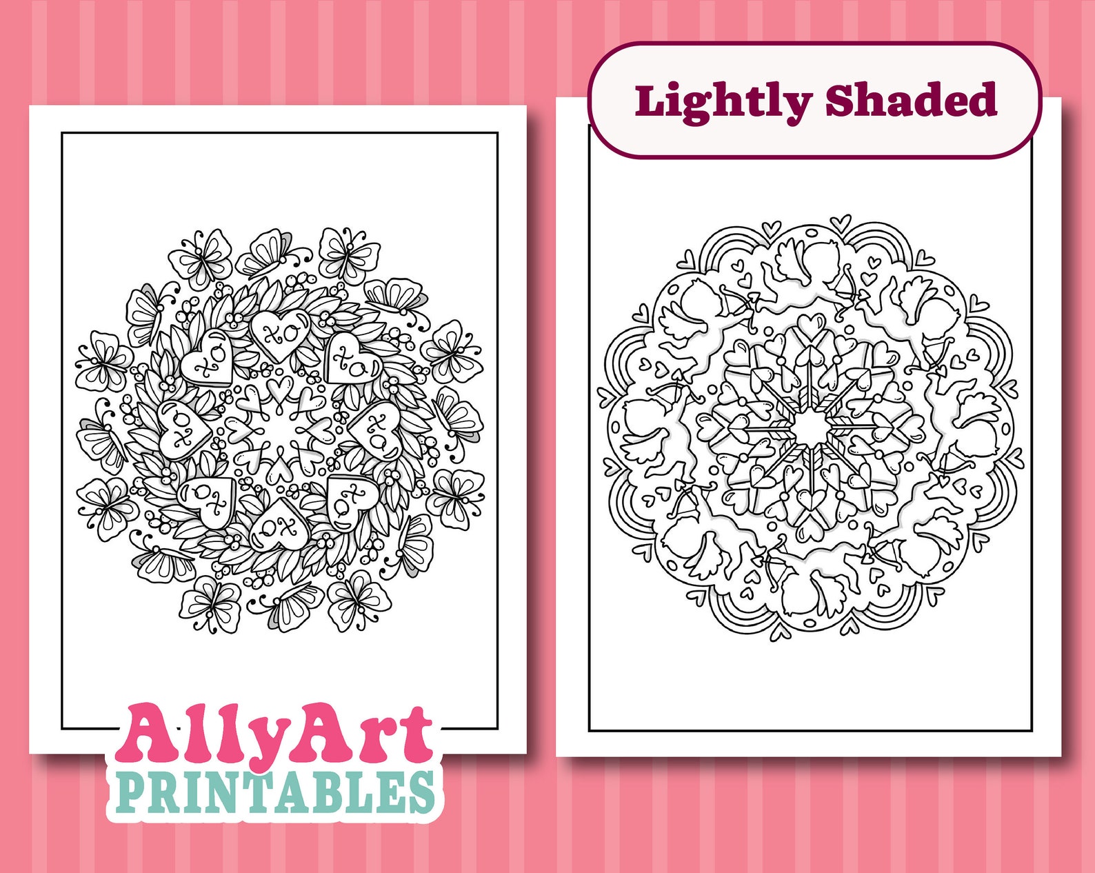 Valentine Mandala Coloring Pages Valentine's Day - Etsy