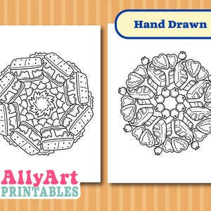 Dessert Mandalas Coloring Pages, Coloring Page Digital Download, Baking ...