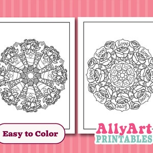 Valentine Mandala Coloring Pages, Valentine's Day Activities, Printable ...