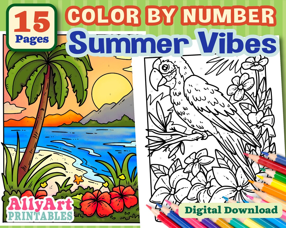 Color by Number Summer Images - Printable Summer Coloring Pages ...