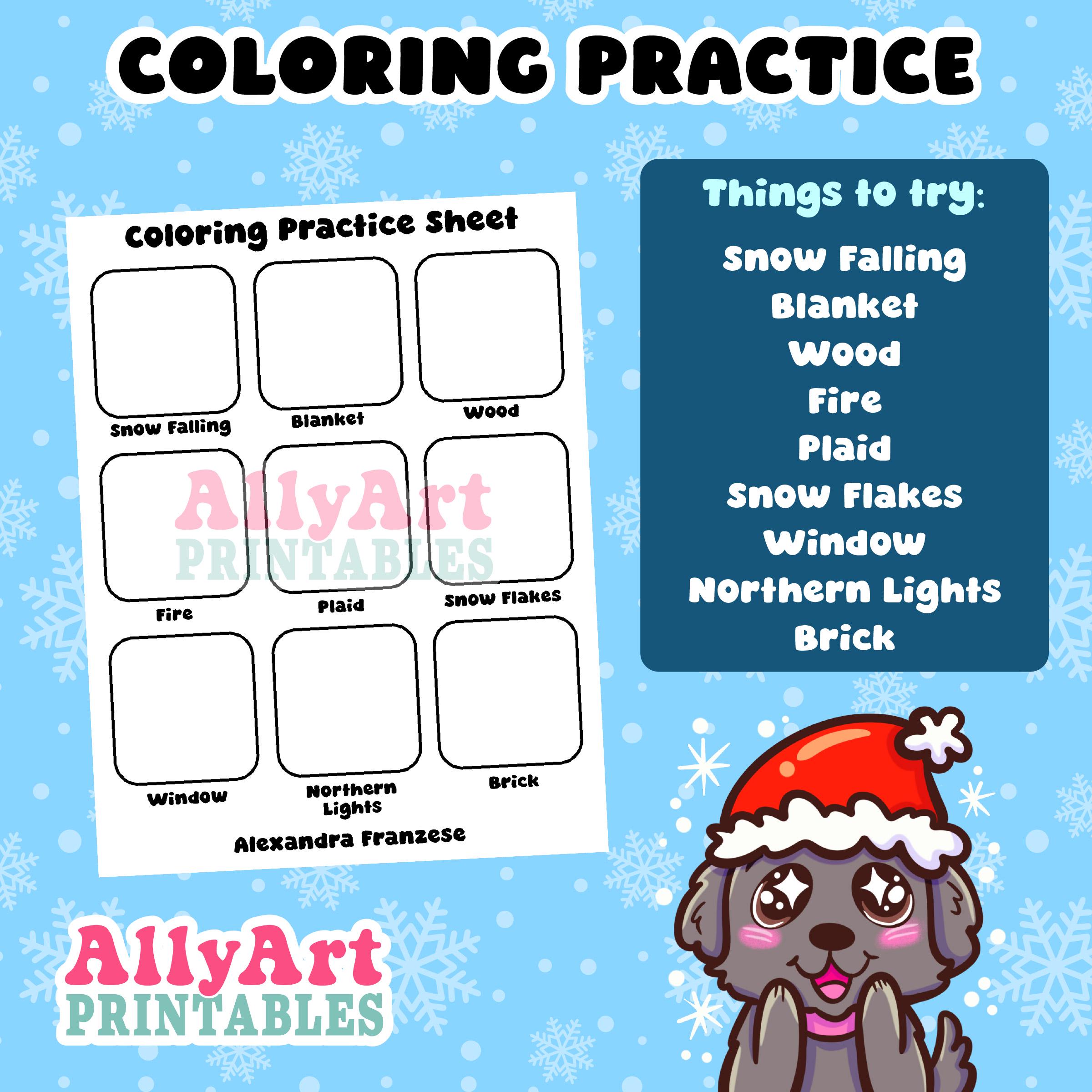 Winter Coloring Practice Sheets - Christmas Printable Pages - Digital ...