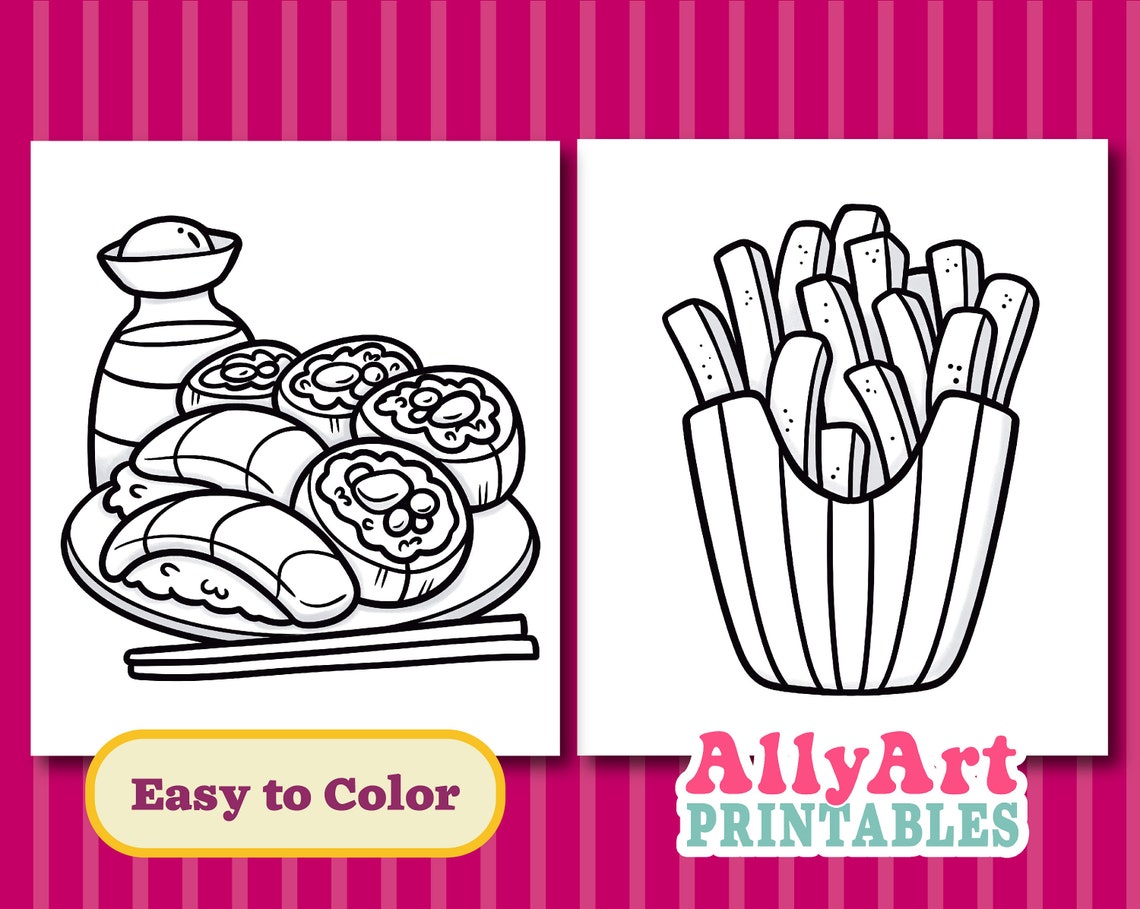 Easy Food Coloring Pages Bold Line Coloring Pages for Seniors and Kids ...