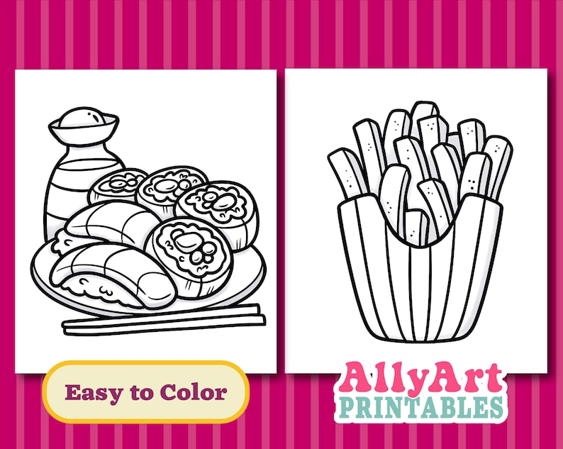 Easy Food Coloring Pages Bold Line Coloring Pages for Seniors and Kids ...