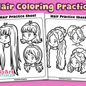 Hair Coloring Practice Sheets - Practice How to Color Hair - Printable ...