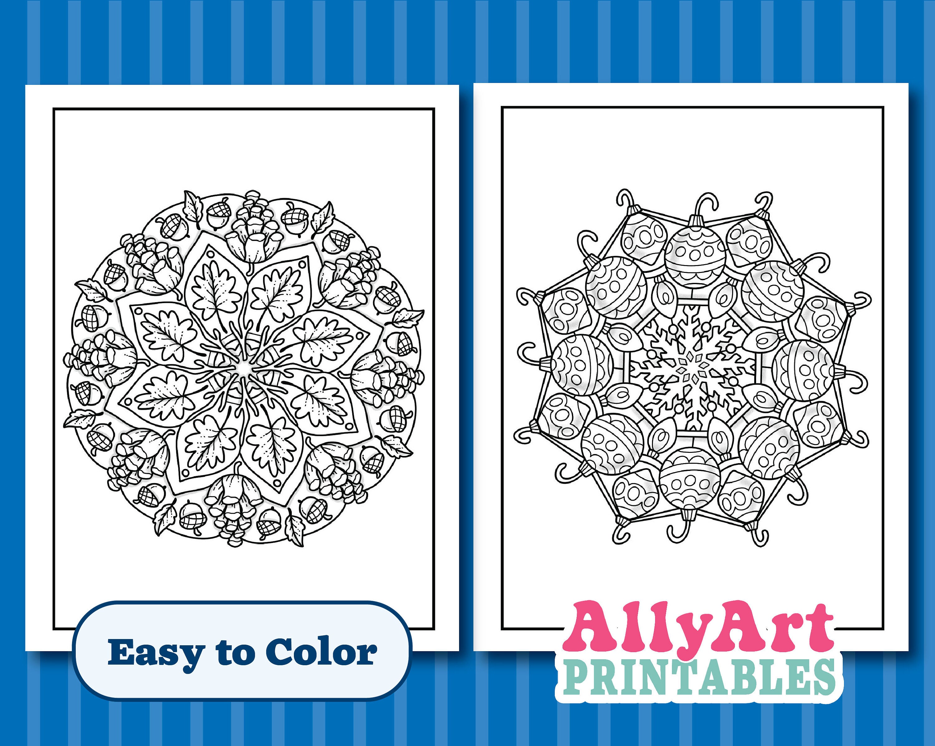 Winter Mandala Coloring Pages Coloring Page Download Kids - Etsy
