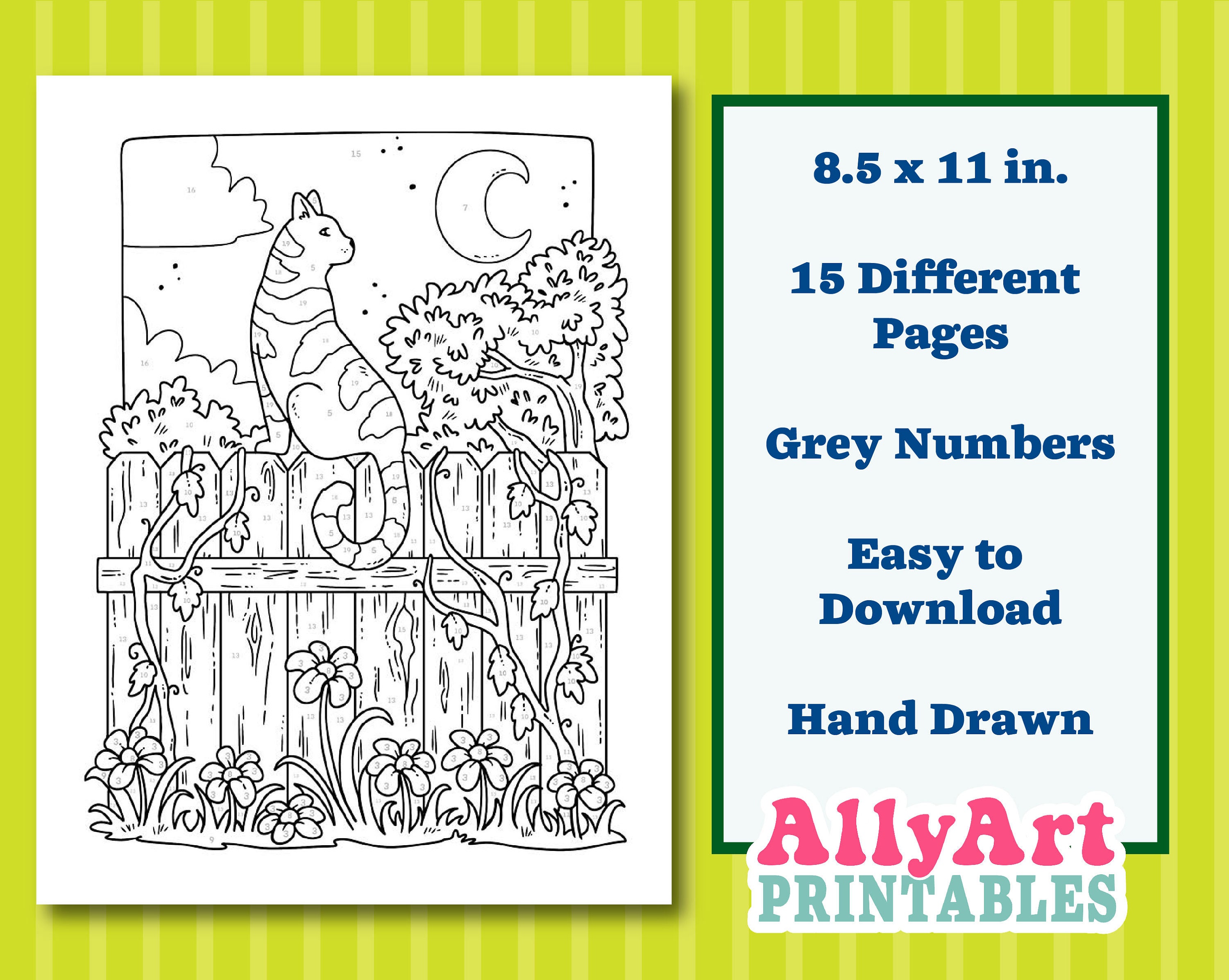 Color by Number Garden Coloring Pages, Digital Download Adult Coloring ...
