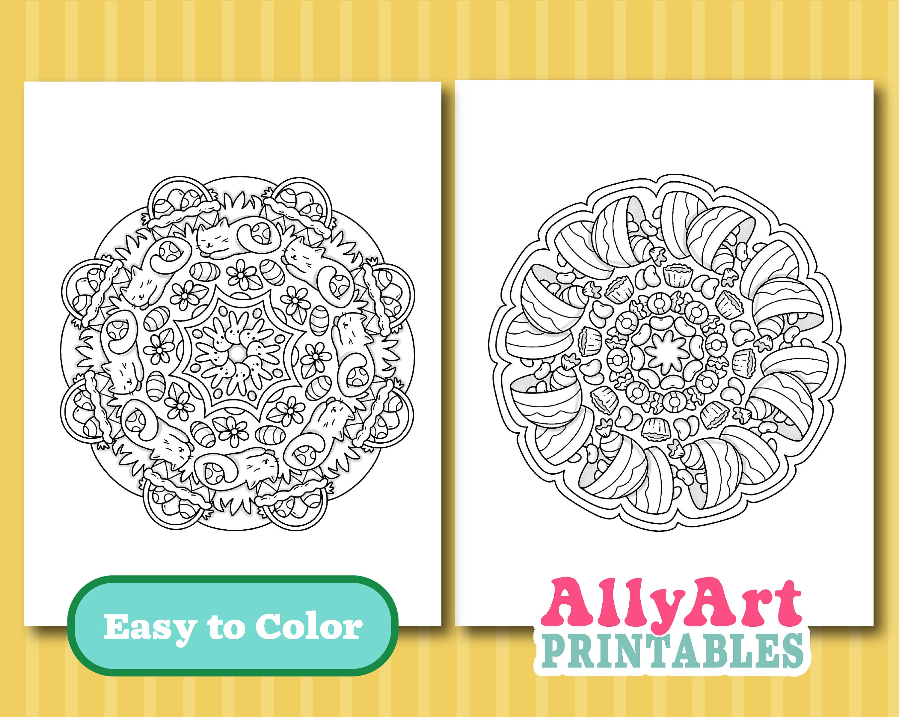 Easter Mandalas Coloring Pages Digital Download Printable Artwork - Etsy